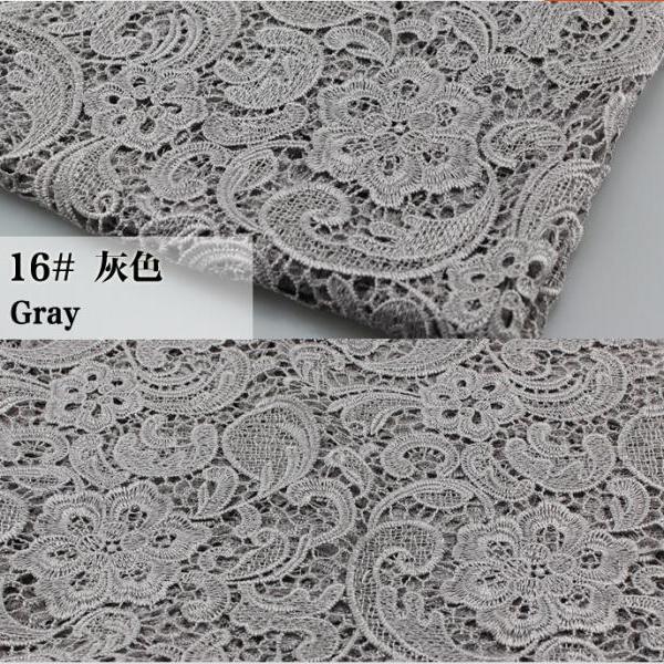 Gray Color Cord Lace Fabric For Women Dresses Water Soluble Guipure ...