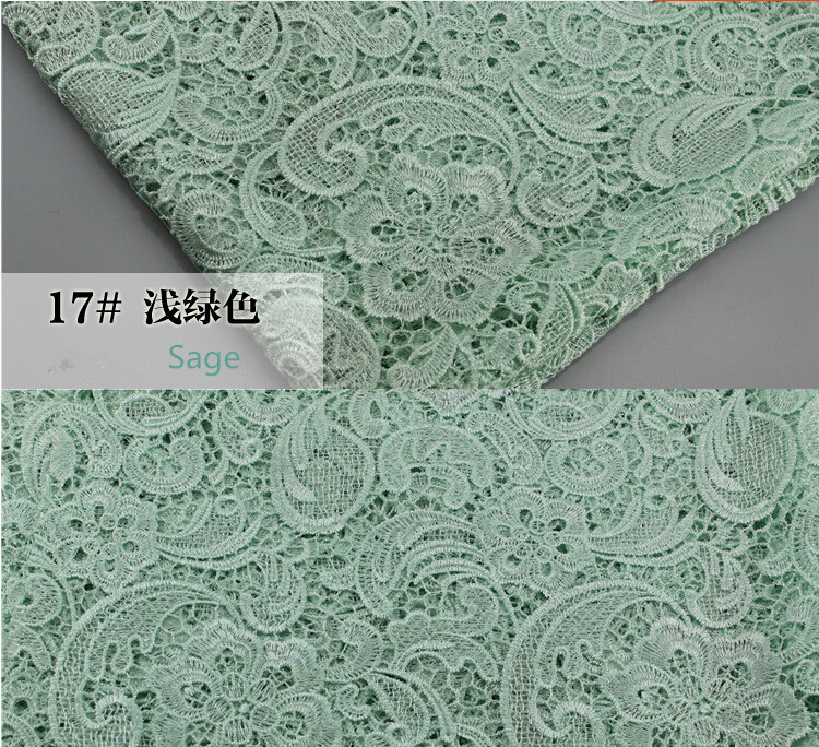 Sage Color Cord Lace Fabric For Women Dresses Water Soluble Guipure ...